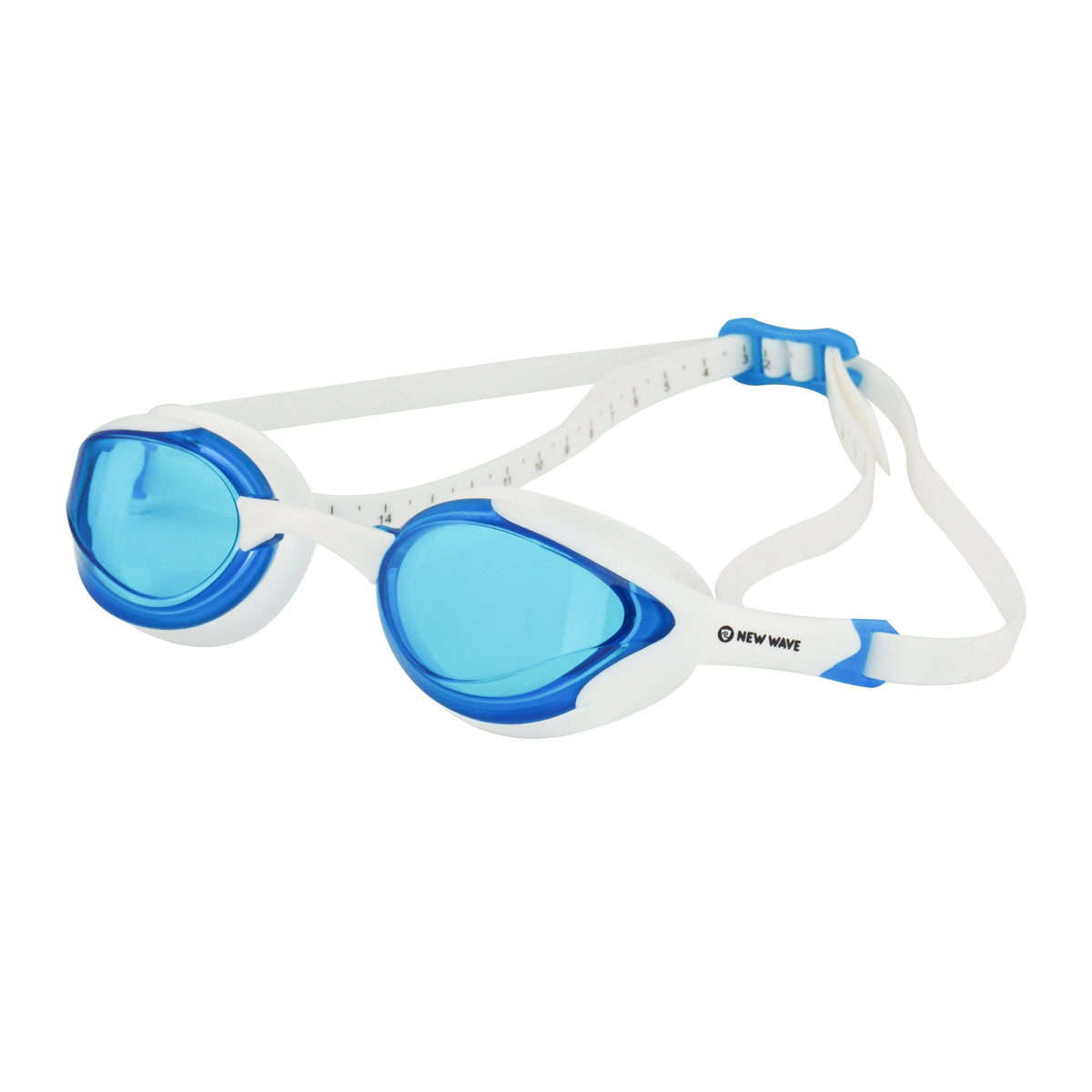 New Wave Fusion Swim Goggles - Blue Ice (Blue Lens & White Frame)